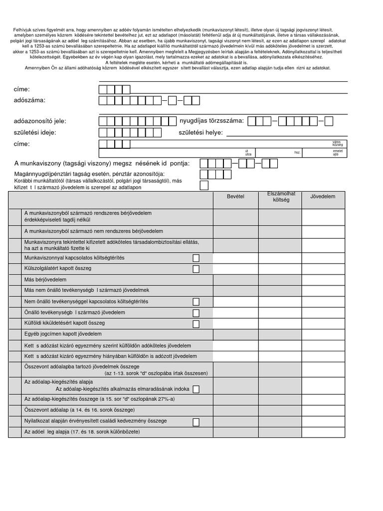 Kilepo Dolgozo Adatlap | PDF