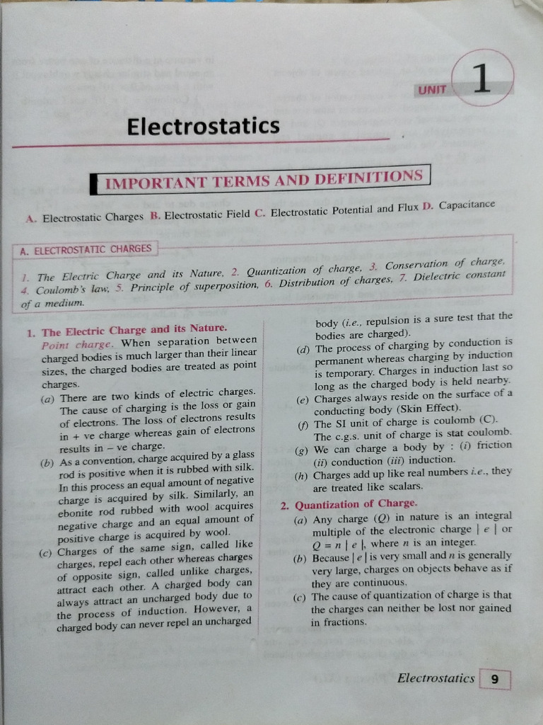 Electrostatics Class 12 Unit 1 | PDF