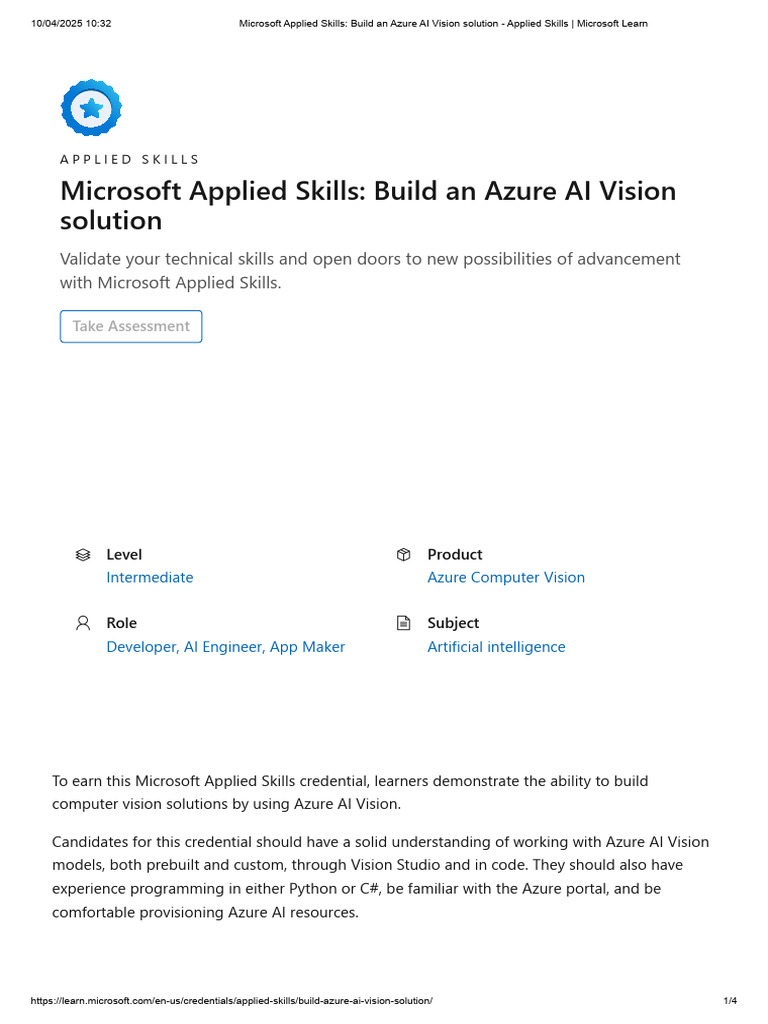Build Azure AI Vision Solutions | PDF | Artificial Intelligence ...