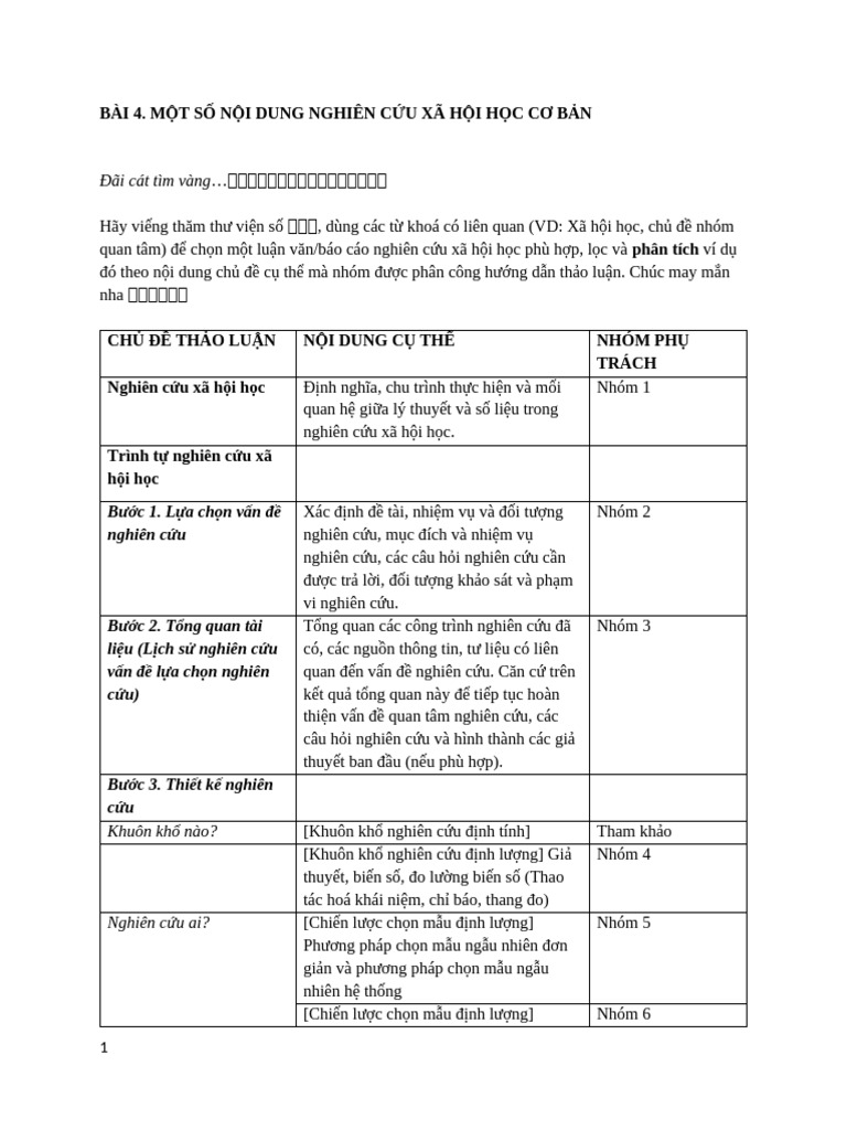 Bài 4. BTVN_Một số nội dung nghiên cứu XHH_04.2025 | PDF