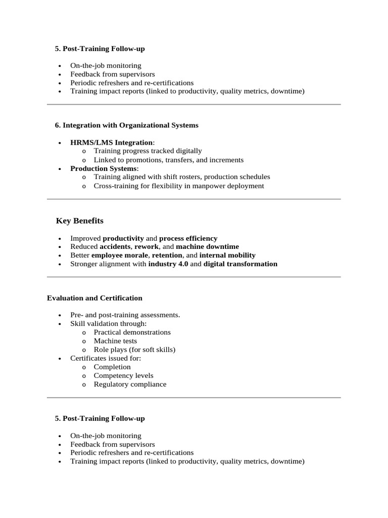 Post-Training Follow-Up and Integration | PDF