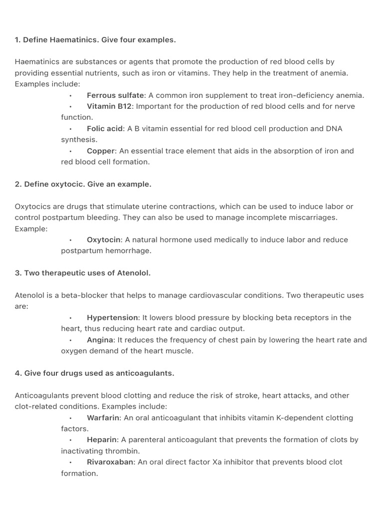 Haematinics: Definition and Examples | PDF | Nonsteroidal Anti ...