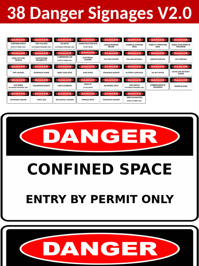 38 Essential Danger Signages Guide | PDF
