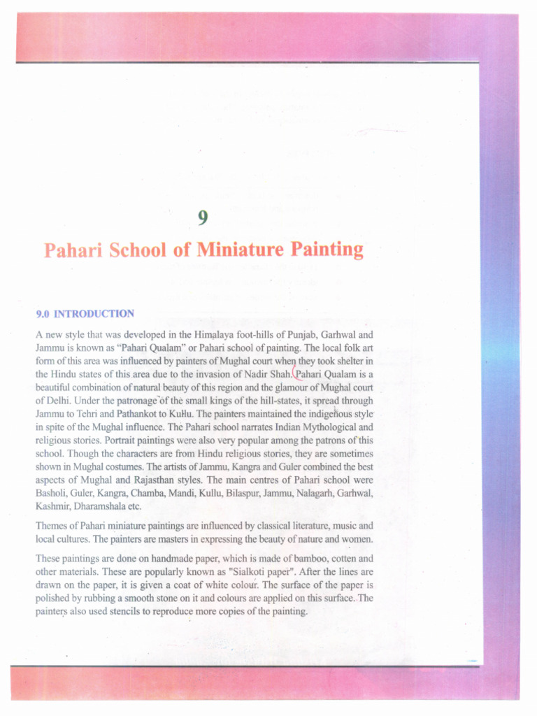 L-9 Pahari School of Miniature Painting | PDF | Paintings | The Arts