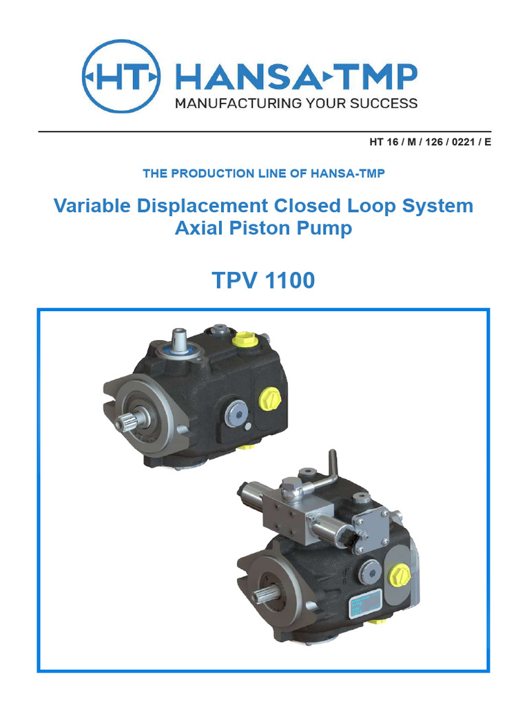 TPV1100闭式柱塞泵Hansa Tmp | PDF | Pump | Viscosity