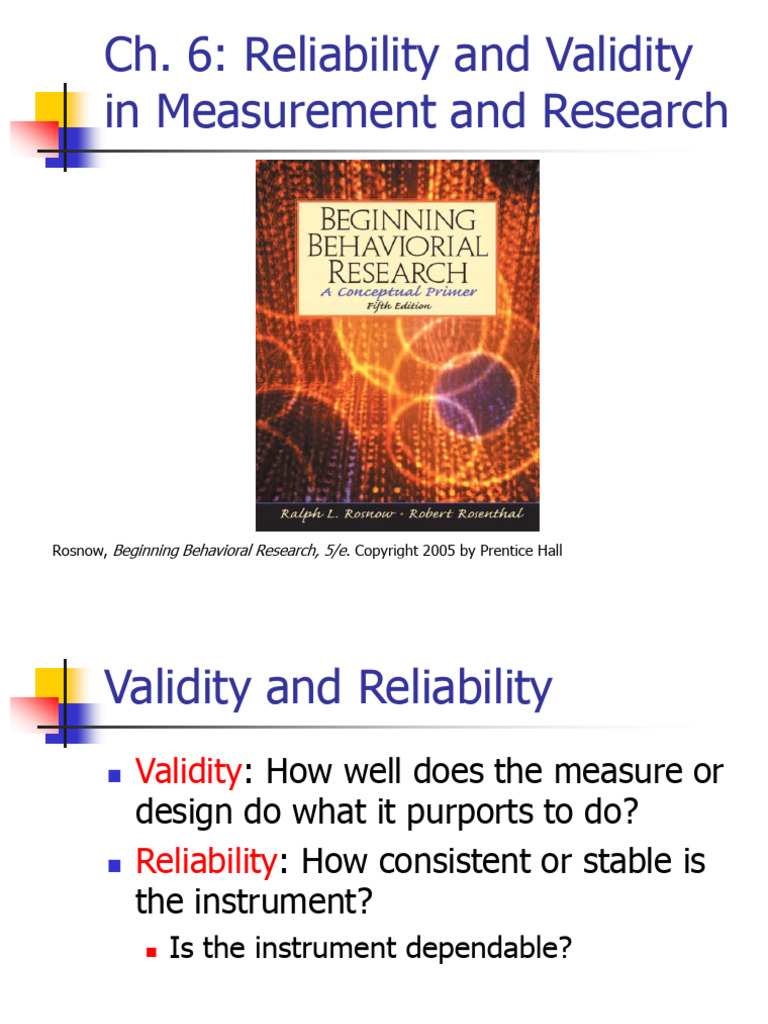 Lecture 9 - 1 Reliability and Validity - 1 | PDF | Validity (Statistics) | Quantitative Research