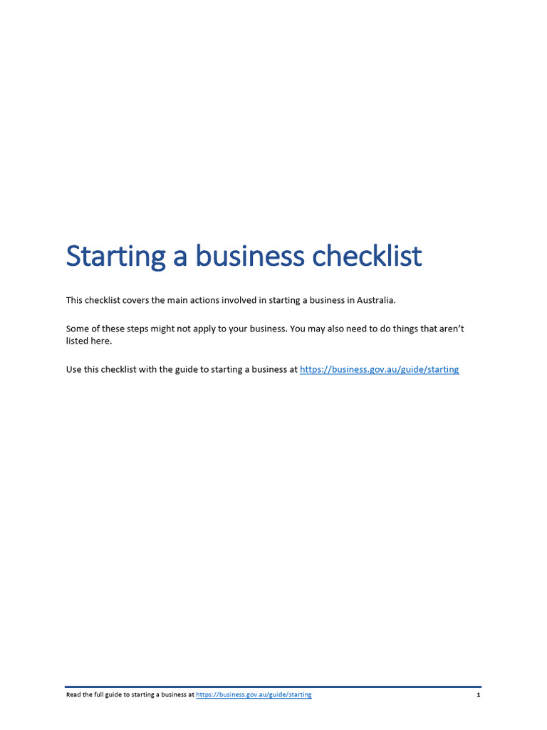 Starting a business checklist | PDF | Employment | Expense