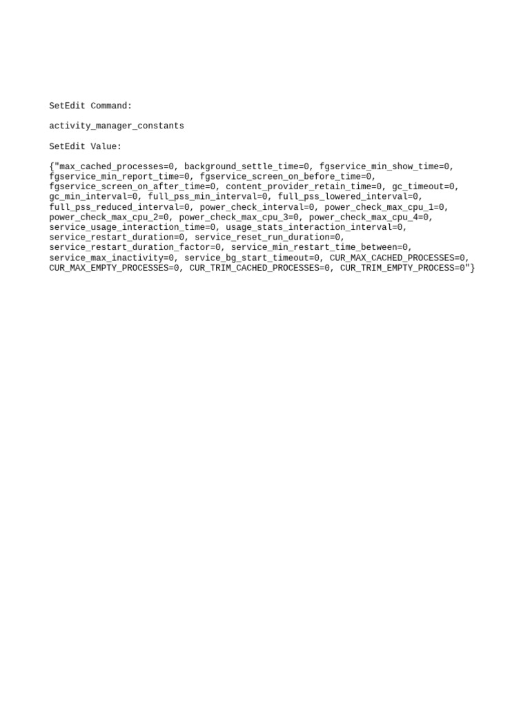 Activity Manager Constants | PDF