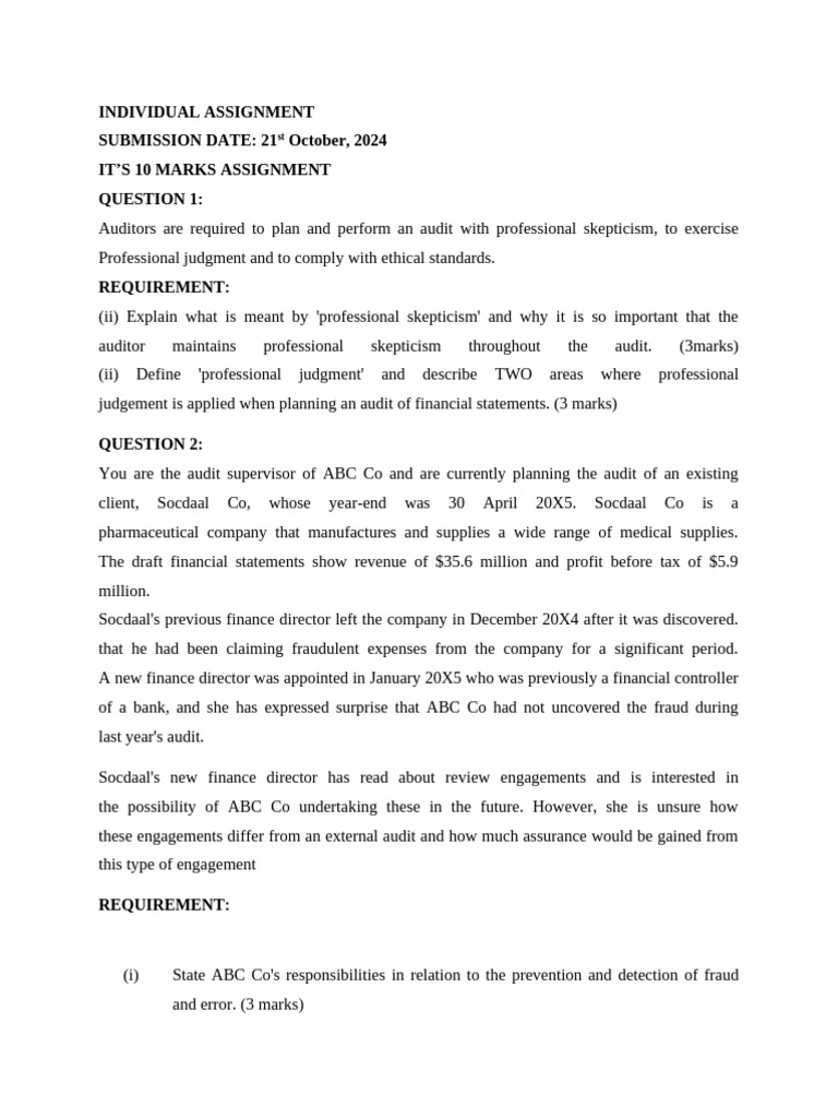 Practical Assignment For Audit | PDF | Audit | Audit Committee