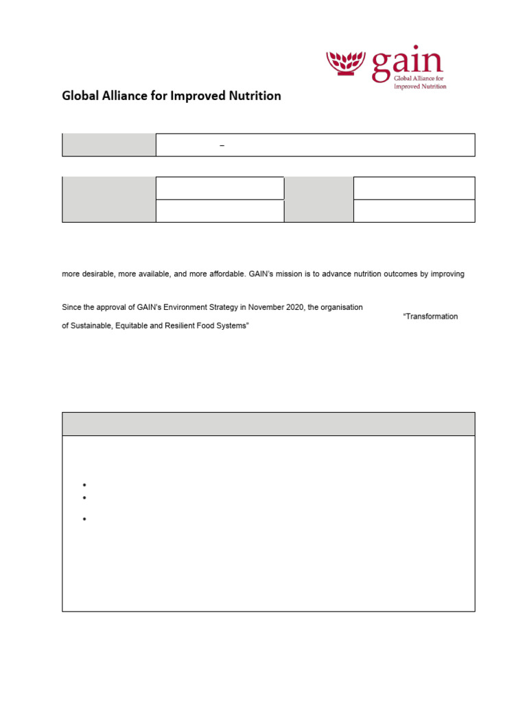Project Manager Food Systems and Environment JD FINAL | PDF | Project Management