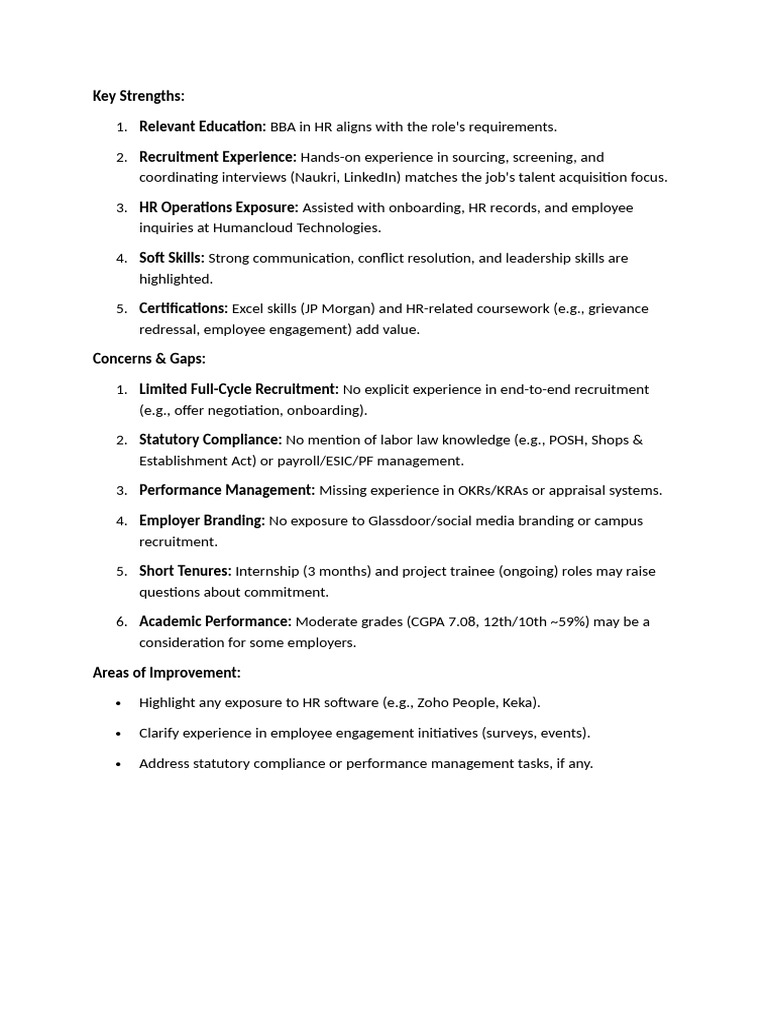 CV Assessment | PDF