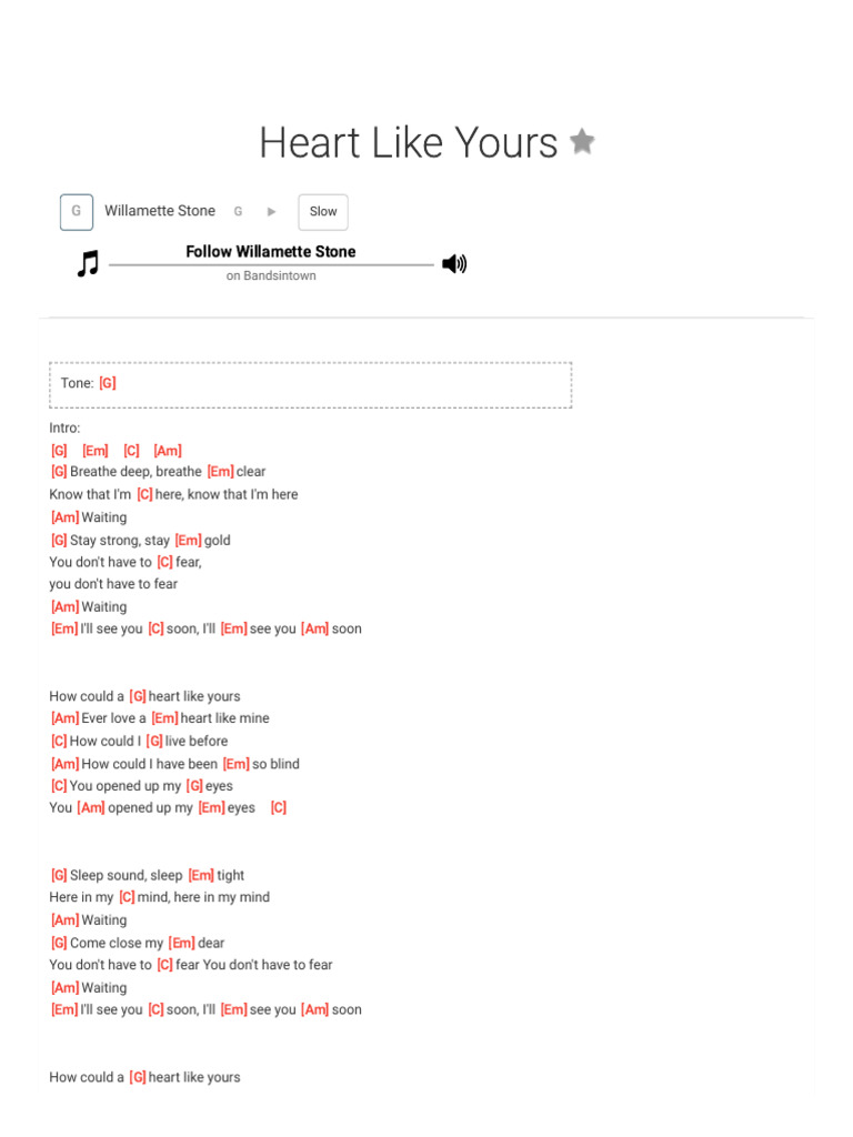 Heart Like Yours - Lyrics & Chords | PDF