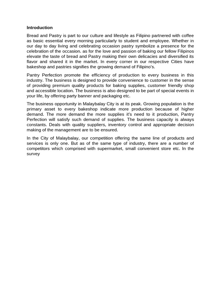 FEASIBILITY_STUDY_PANTRY_PERFECTION - DRAFT FINAL | PDF | Pricing | Bakery