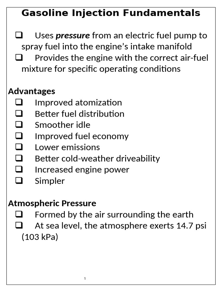 Gasoline Injection System Overview | PDF | Fuel Injection | Throttle