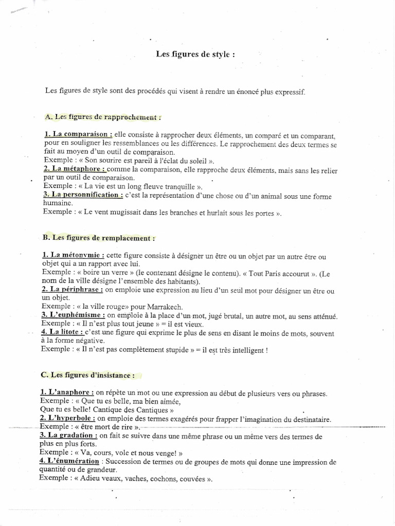 Figures de style : définitions et exemples | PDF