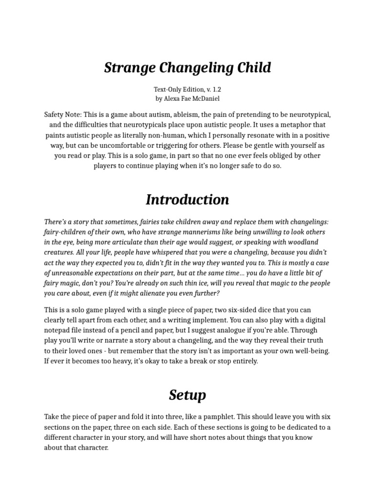 Strange Changeling Child Text-Only | PDF | Fairies
