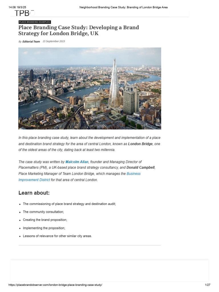 Neighborhood Branding Case Study - Branding of London Bridge Area | PDF ...