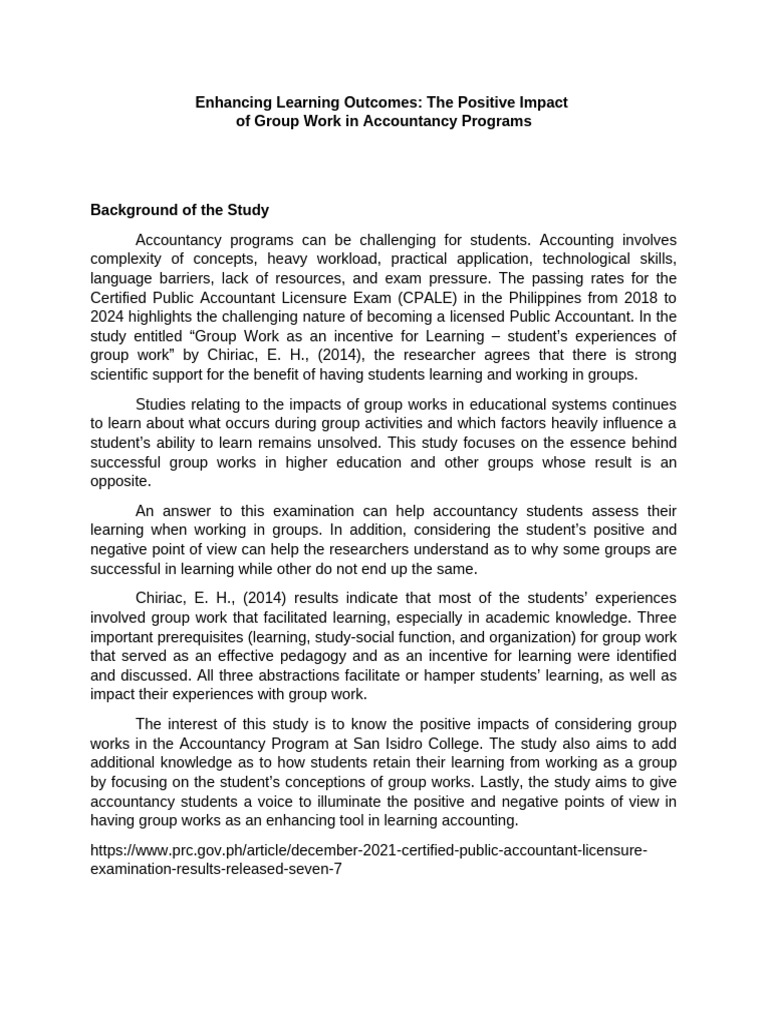 Enhancing Learning Outcomes - The Positive Impact of Group Work in ...