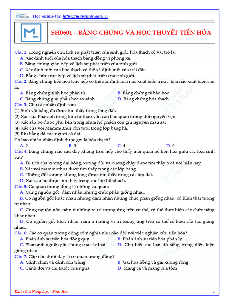 Học thuyết tiến hóa | PDF