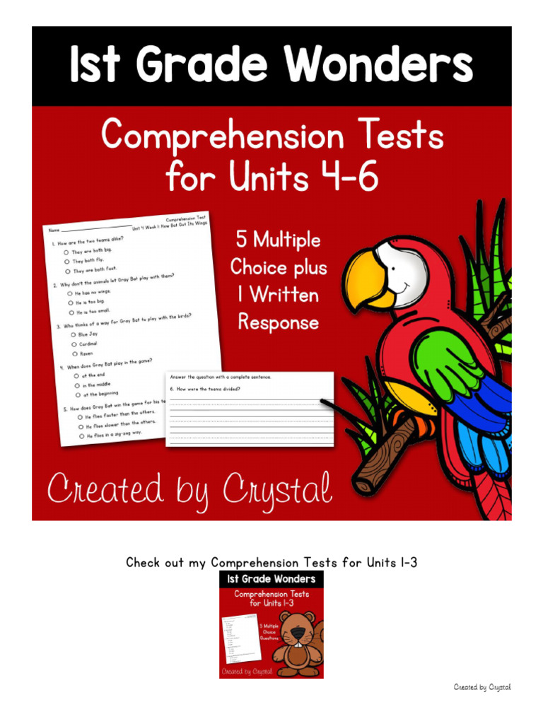 Check Out My Comprehension Tests For Units 1-3: Created by Crystal ...