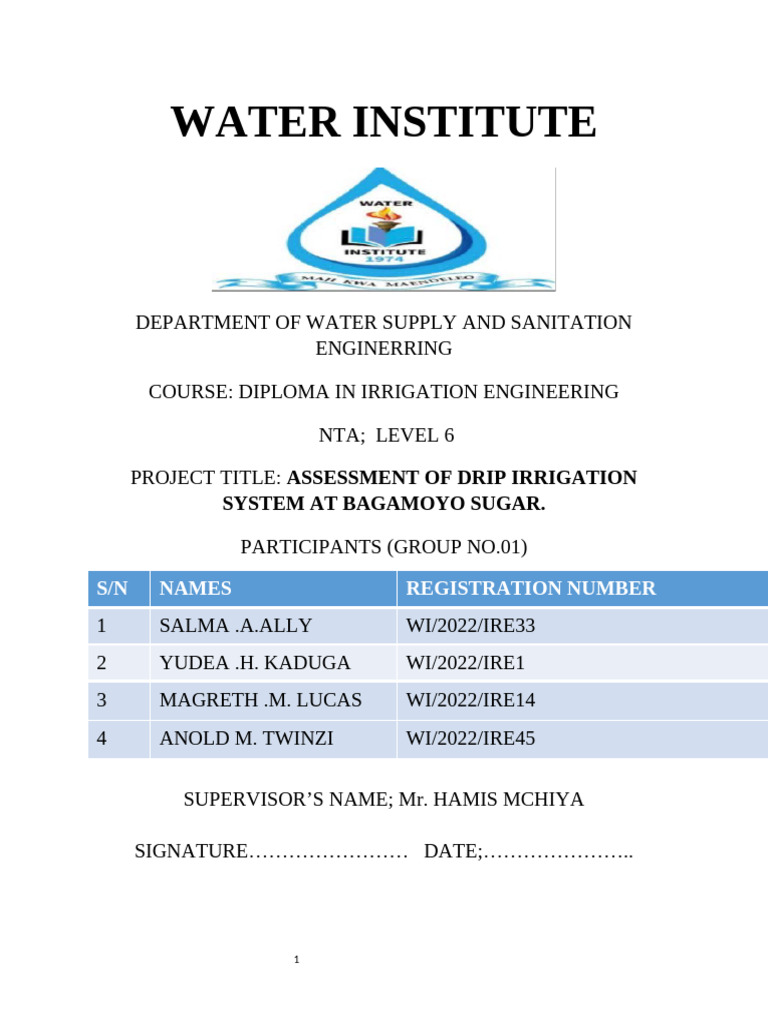 Drip Irrigation Assessment at Bagamoyo | PDF | Irrigation | Water