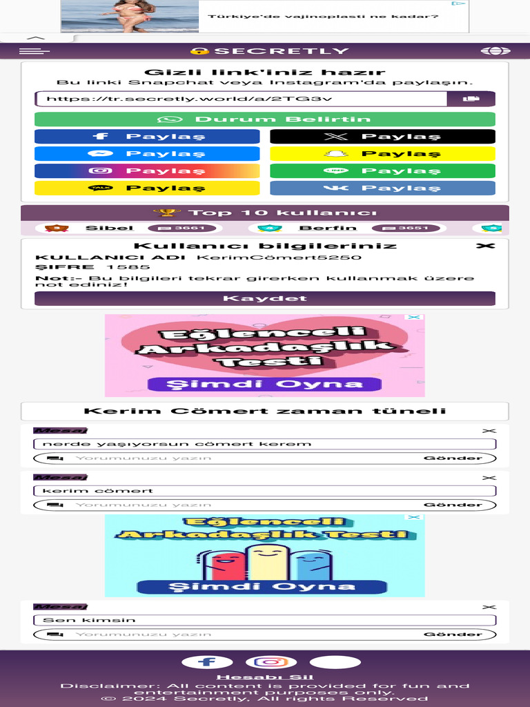 Gizli Mesaj 2024 TR - Secretly.world | PDF