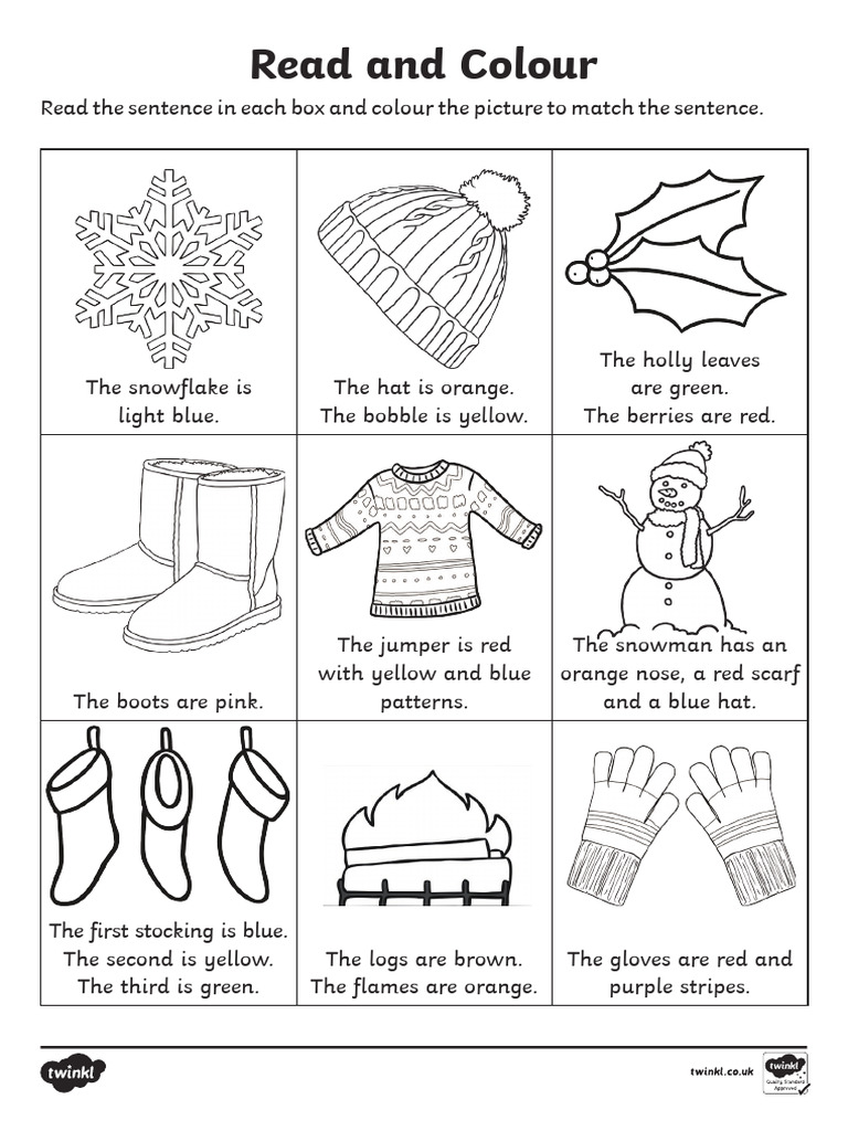 T T 28697 Winter Read and Colour Activity Sheet | PDF