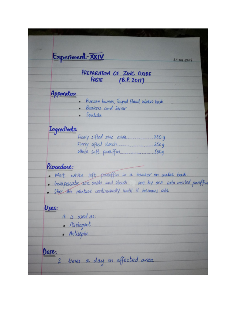 Zinc Oxide Paste | PDF