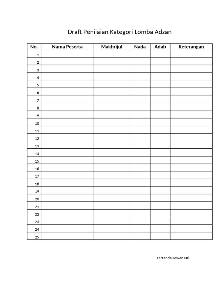 Penilaian Lomba Adzan Dan Pidato Pdf