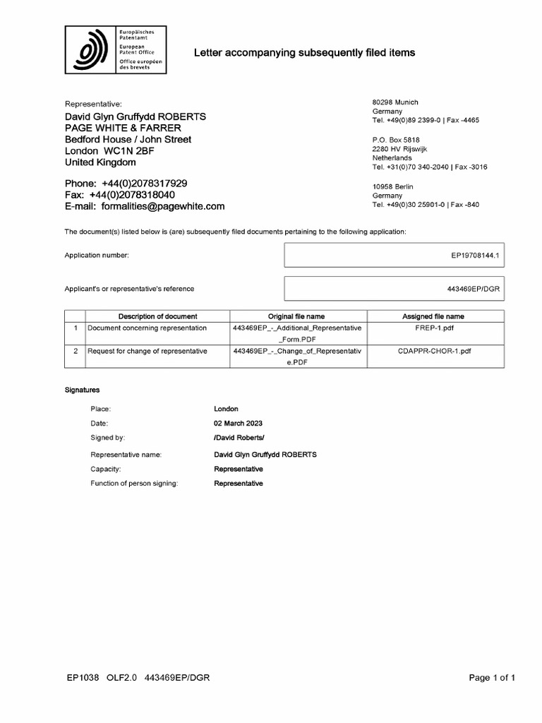 Change of Representative | PDF