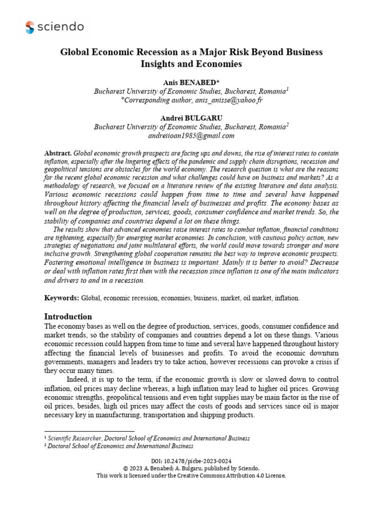 Global Economic Recession Risks and Insights | PDF | Cost Of Living ...