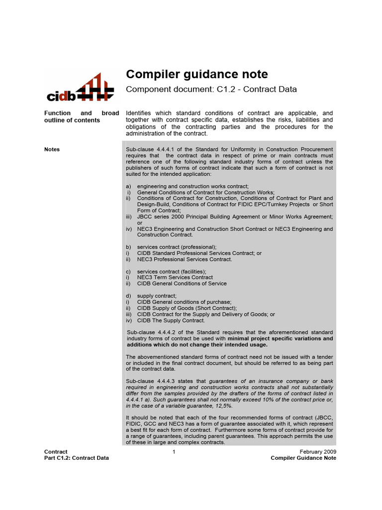 CIDB Contract Data Guidelines | PDF | Mediation | Arbitration
