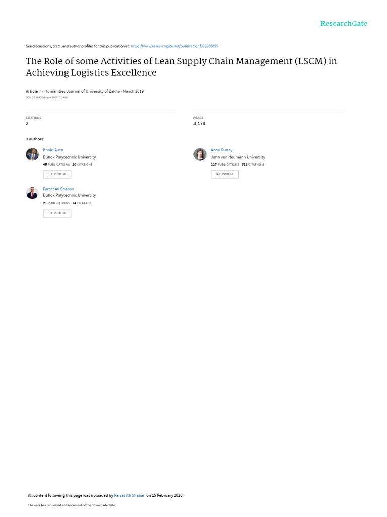 Lean Supply Chain Management Activities and Logistics Excellence | PDF ...