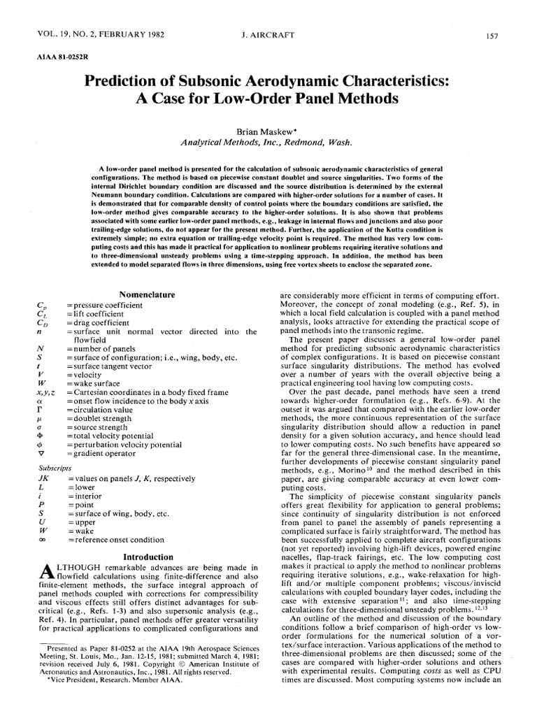 prediction-of-subsonic-aerodynamic-characteristics-a-case-for-lo-1982 | PDF | Aerodynamics ...