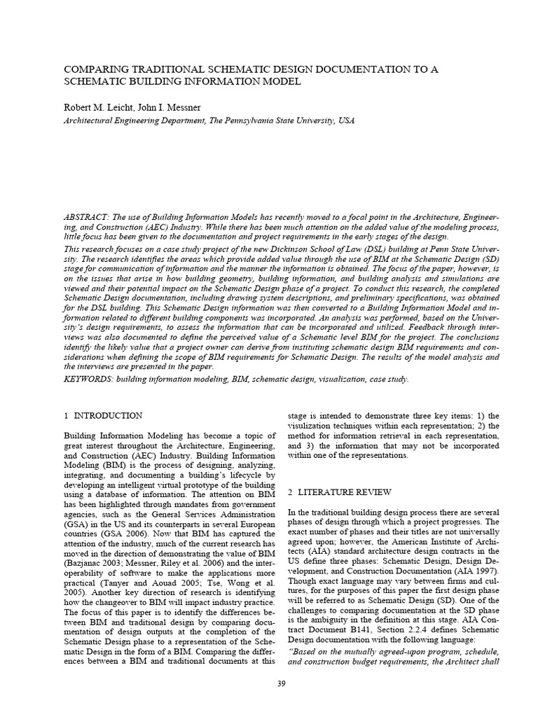 Comparing Traditional Schematic Design Documentation To A Schematic Building Information Model ...