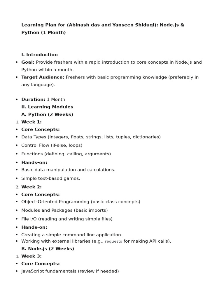 Node.js & Python Learning Plan | PDF | Computer Engineering | Systems Architecture