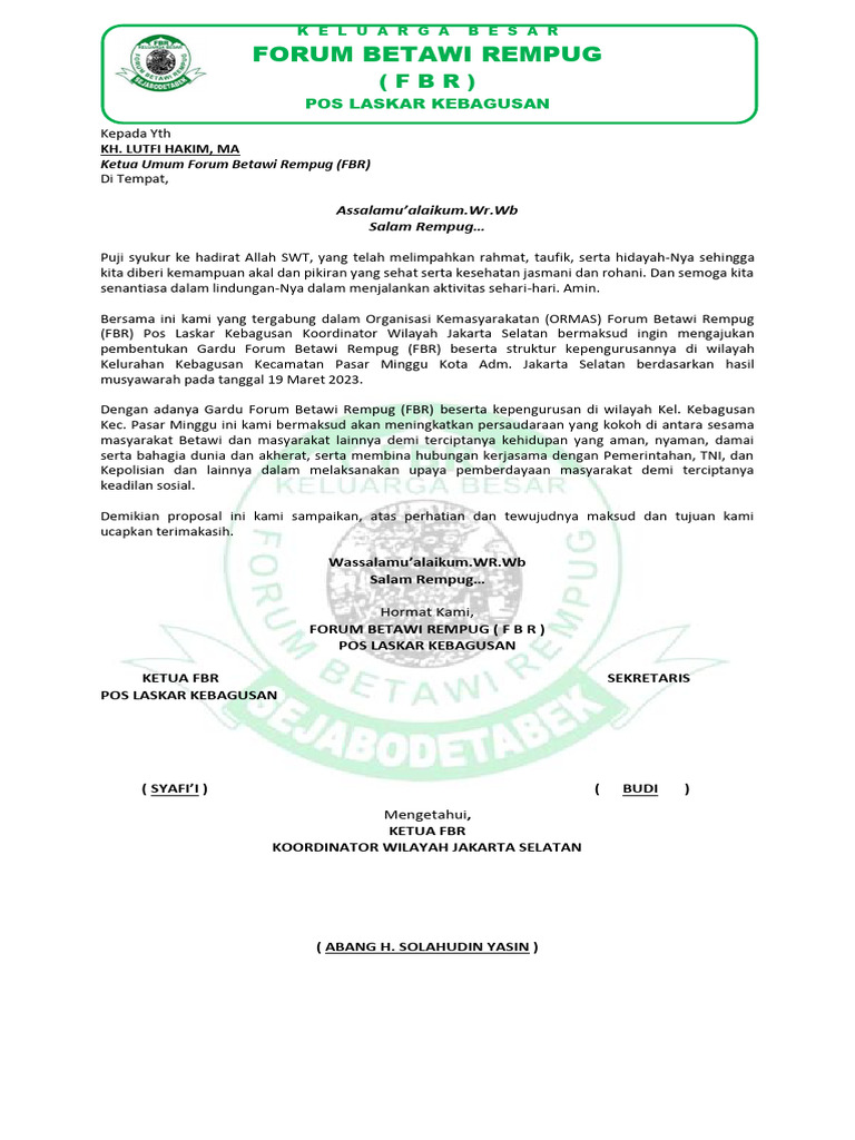 Proposal Laskar Kebagusan | PDF