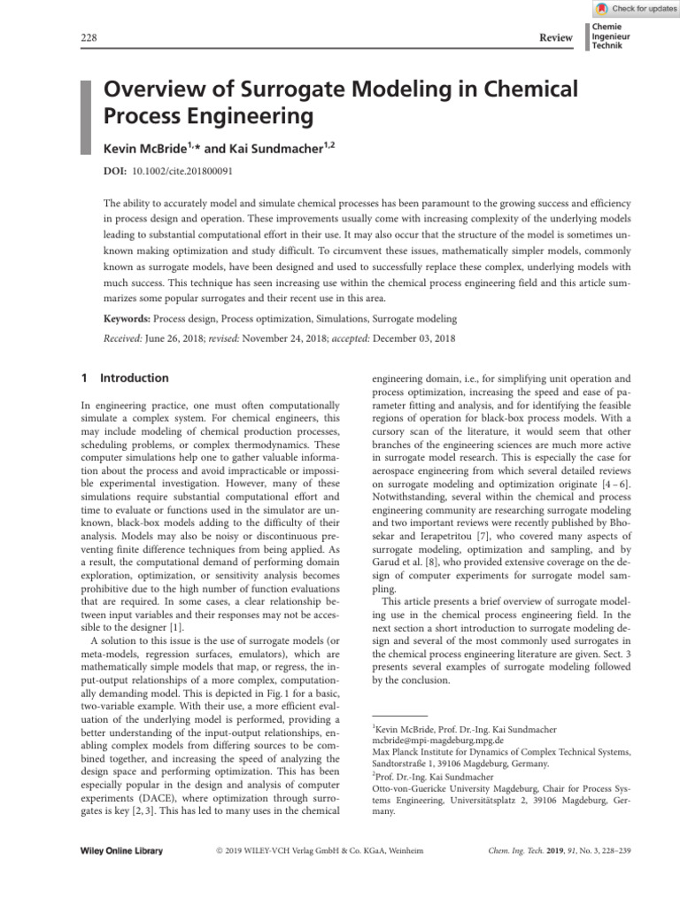 McBride-2019- Overview of Surrogate Modeling in Chemical Process Engineering | PDF ...