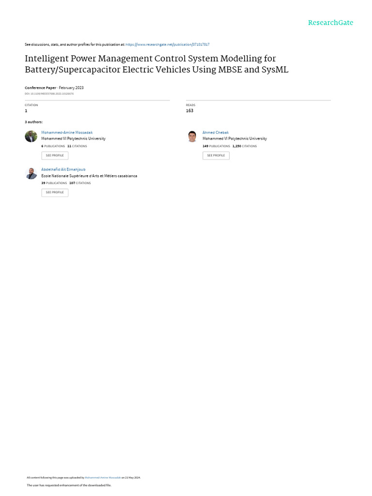SysML for Intelligent EV Power Management | PDF | System | Electric Vehicle