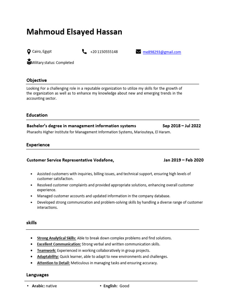 Mahmoud elsayed Resume | PDF