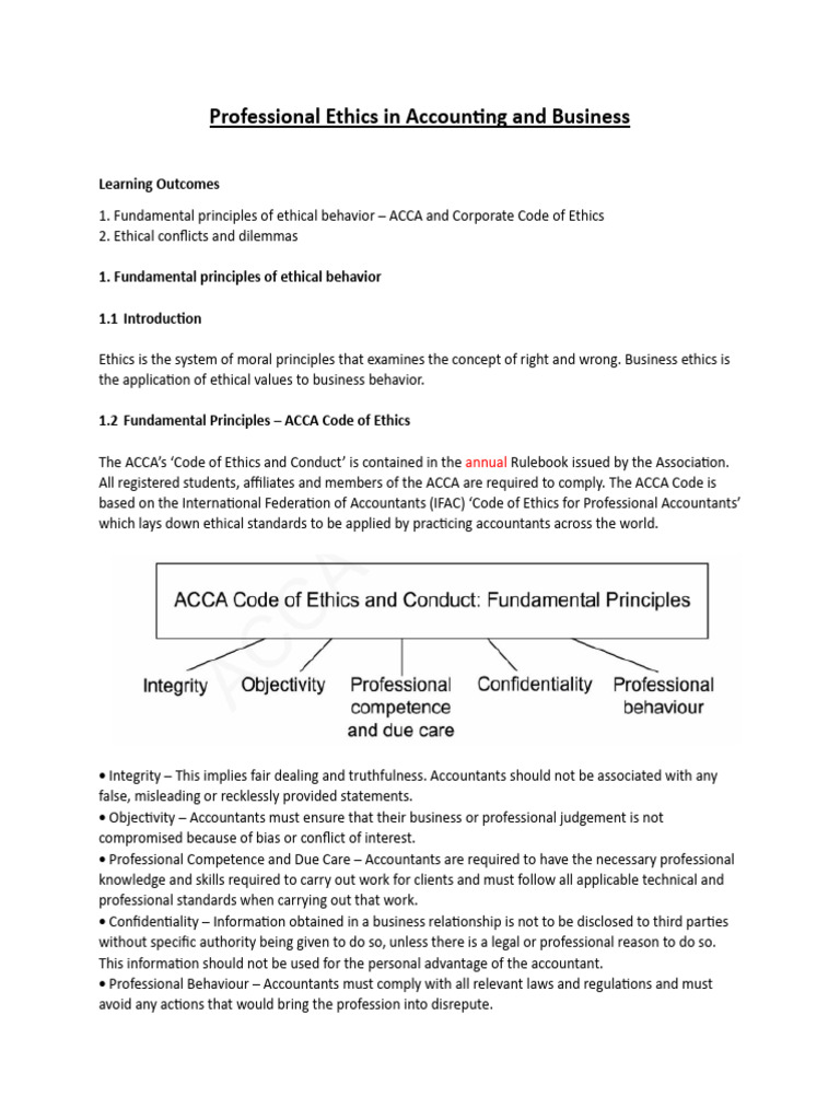Ethics in Accounting: ACCA Guidelines | PDF | Professional Ethics