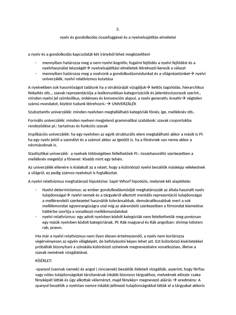 KOMPLEX 1 2. tétel Logopédia szakirány ELTE | PDF