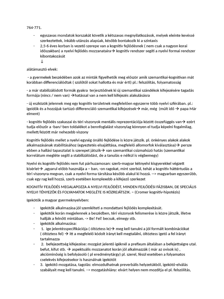 KOMPLEX 1 8. Tétel Logopédia Szakirány ELTE | PDF