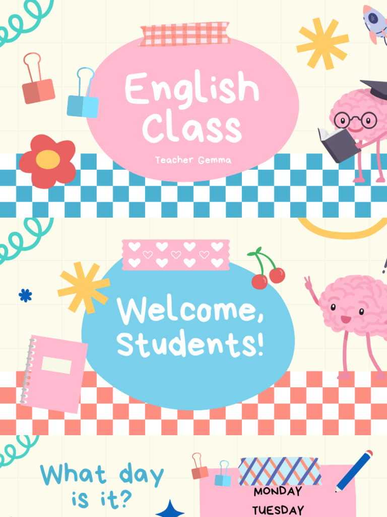 Cream Colorful Cute English Class Presentation | PDF