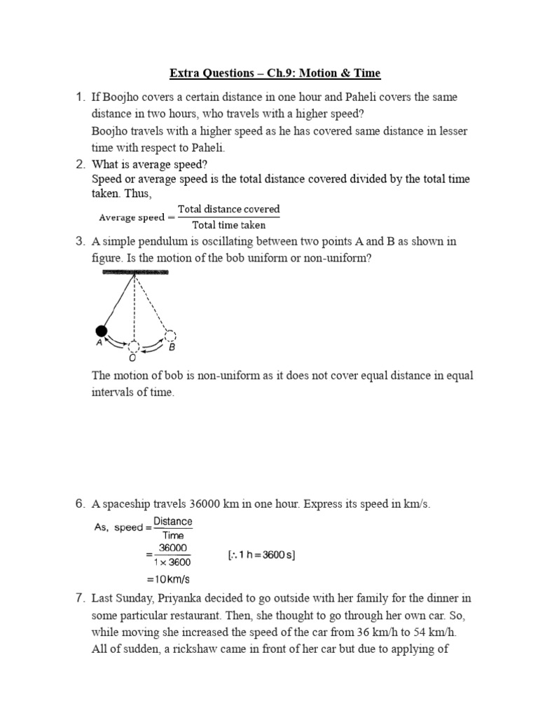 Extra_Questions_Motion_and_Time | PDF | Speed | Motion (Physics)