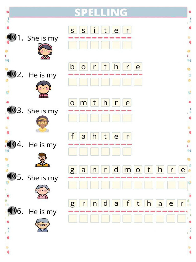 SPELLING Family Worksheet | PDF