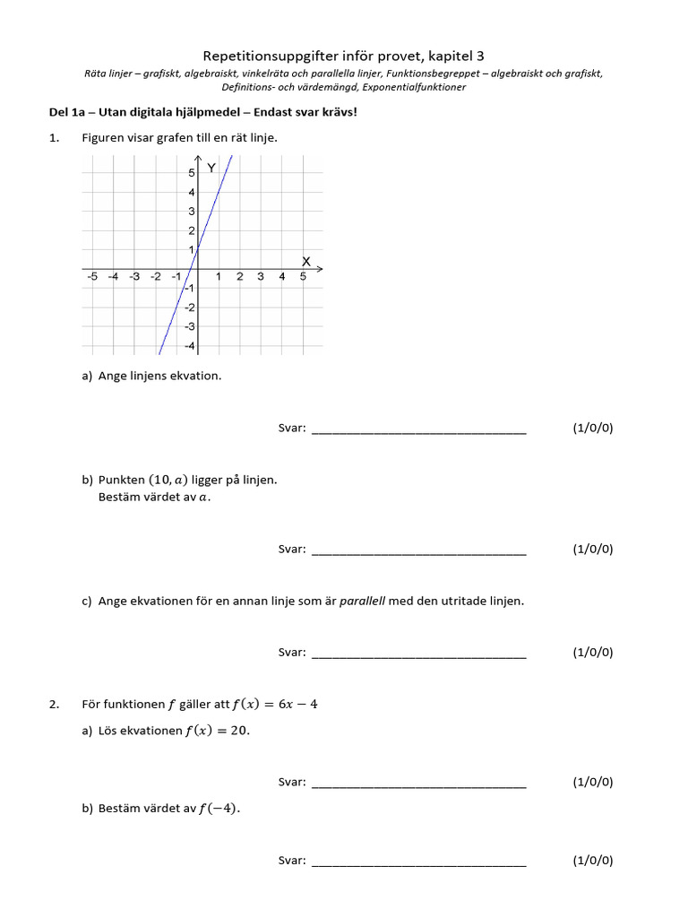 Ma1c Repetitionkap3 Del1a | PDF