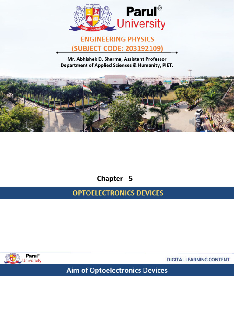 Unit 5 Optoelectronics Devices | PDF | P–N Junction | Light Emitting Diode