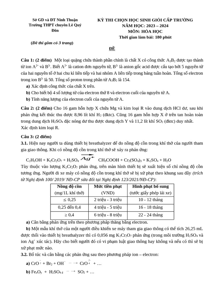DE THI HSG CAP TRUONG 2023 - 2024 -ĐỀ | PDF