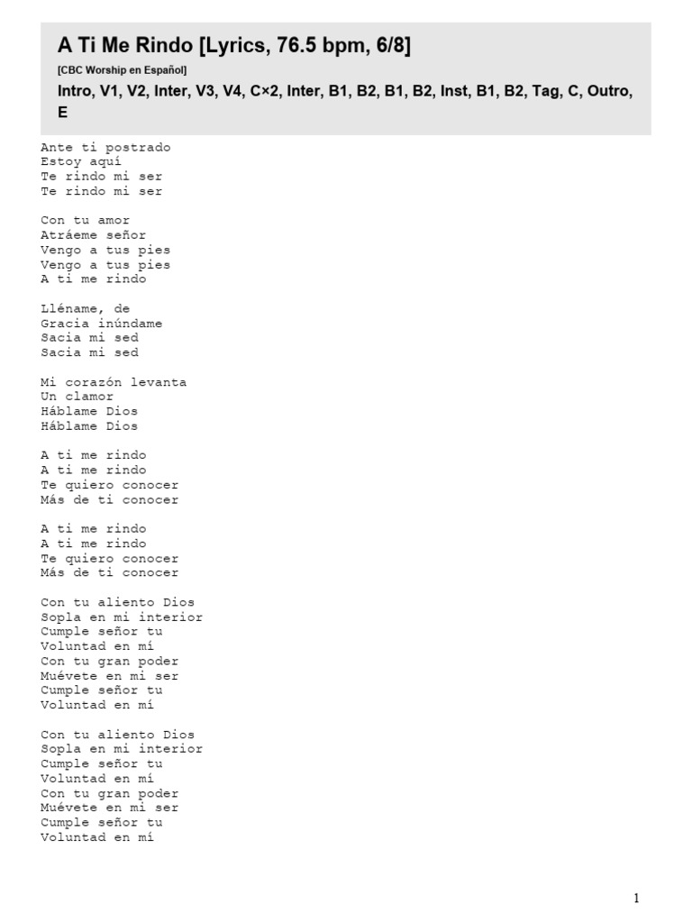 A Ti Me Rindo - Lyrics | PDF